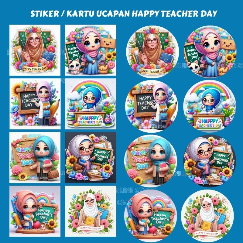 Jual sticker kartu ucapan topper stiker label happy teacher day selamat ...