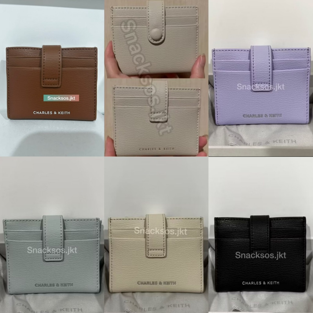 Jual Charles and Keith Snap Button Card Holder - Beige / Lilac / Black ...