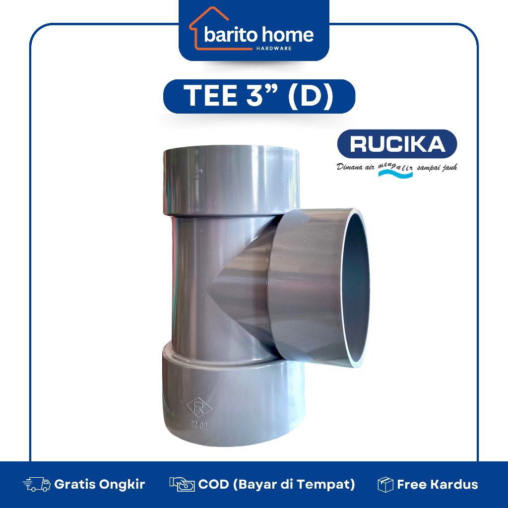 Jual RUCIKA Tee 3" Inch D (Tipis) uPVC / Sambungan Fitting Pipa T Vlok ...