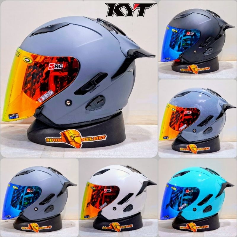 Jual Helm Half face KYT Galaxy flat R Gorila grey dof paket ganteng 100% original KYT | Shopee ...
