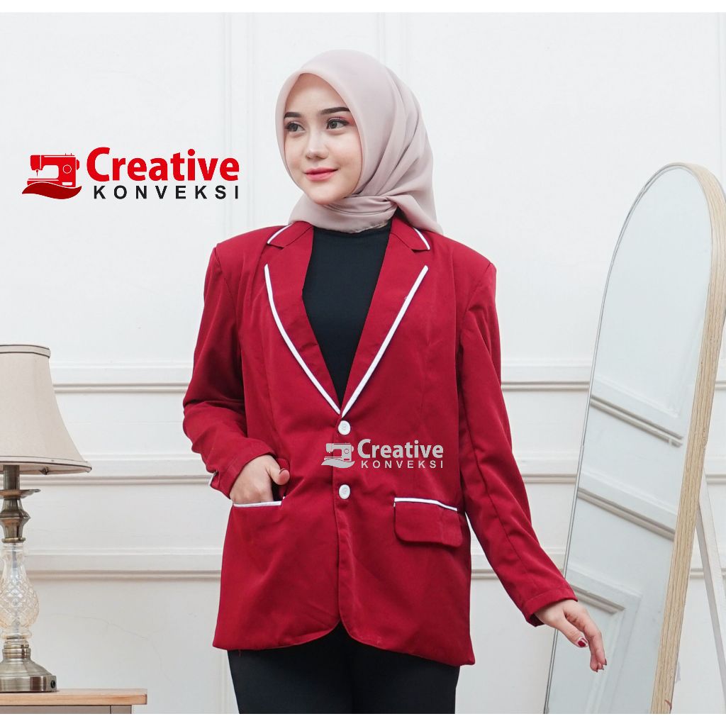 Jual Jas Blazer Pria wanita Formal Kancing dua Slim Fit jas warna merah ...