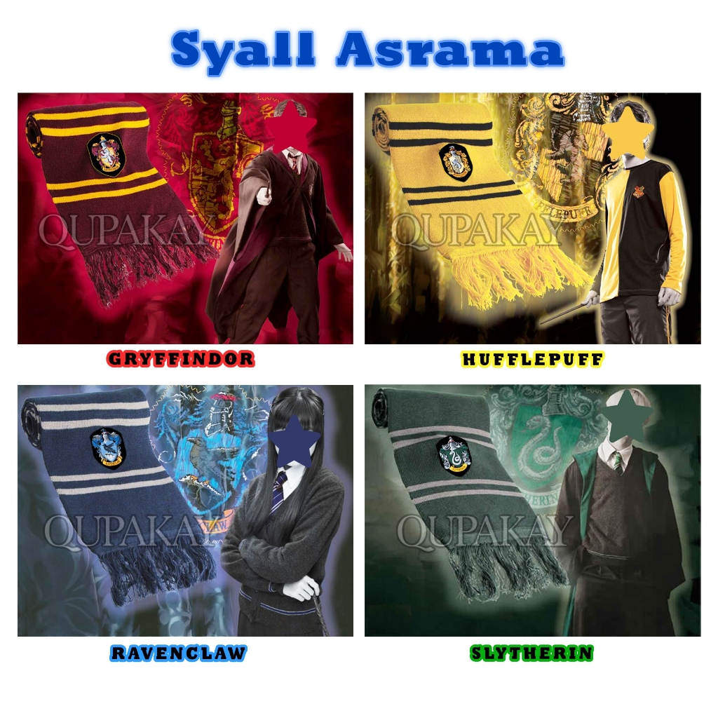 Jual Syall Asrama Gryffindor Hufflepuff Ravenclaw Slytherin Syal ...
