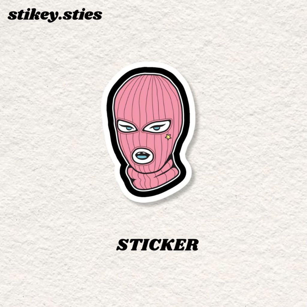 Jual STICKER KARTUN PINK MASK AESTHETIC BRAND ANTI AIR VINYL / STIKER ...