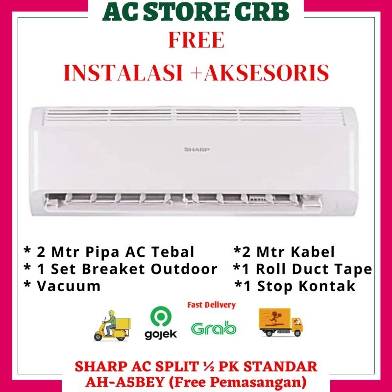 Jual AC SHARP SPLIT ½ PK Standart AH-A5BEY Include (Instalasi + Pemasangan) | Shopee Indonesia
