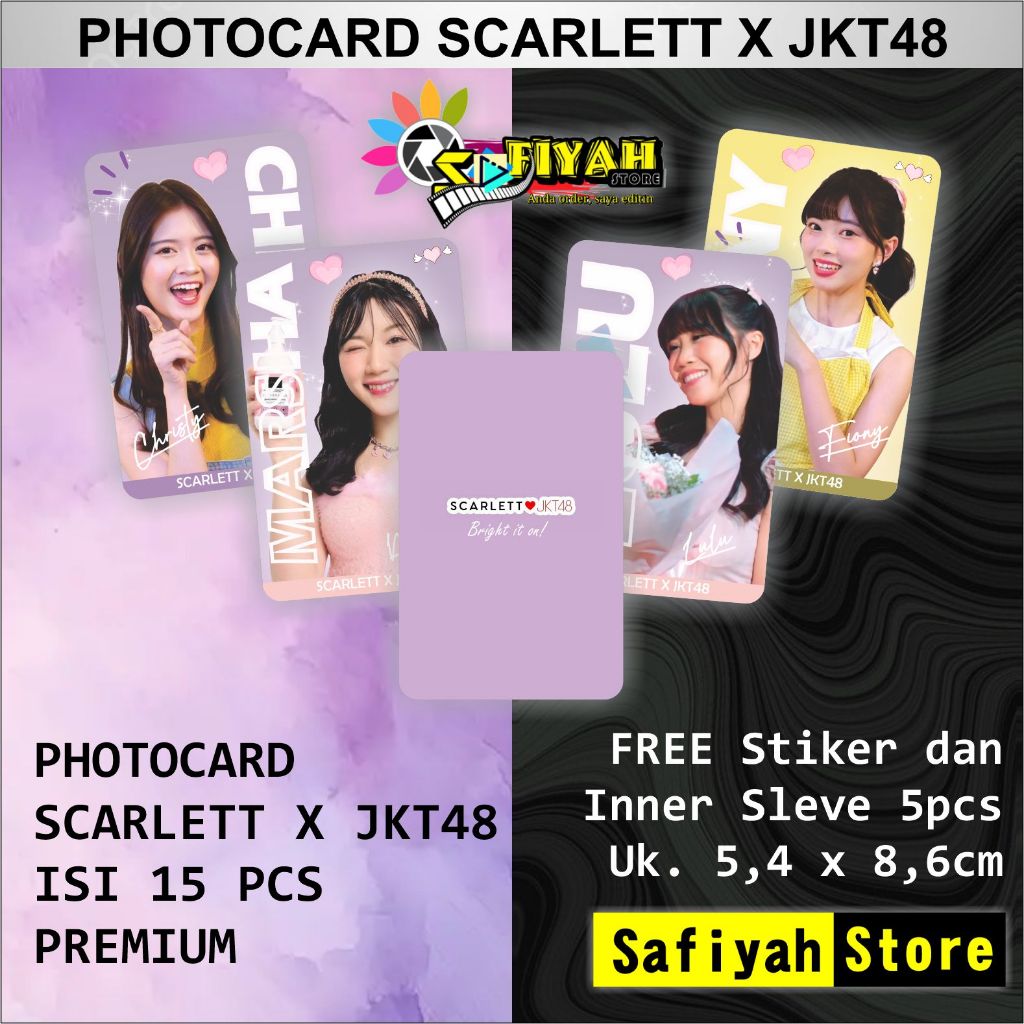 Jual Photocard JKT48 edisi Scarlett x JKT48 Duasisi isi 15 Pcs Premium tebal 310 grm | Murah ...