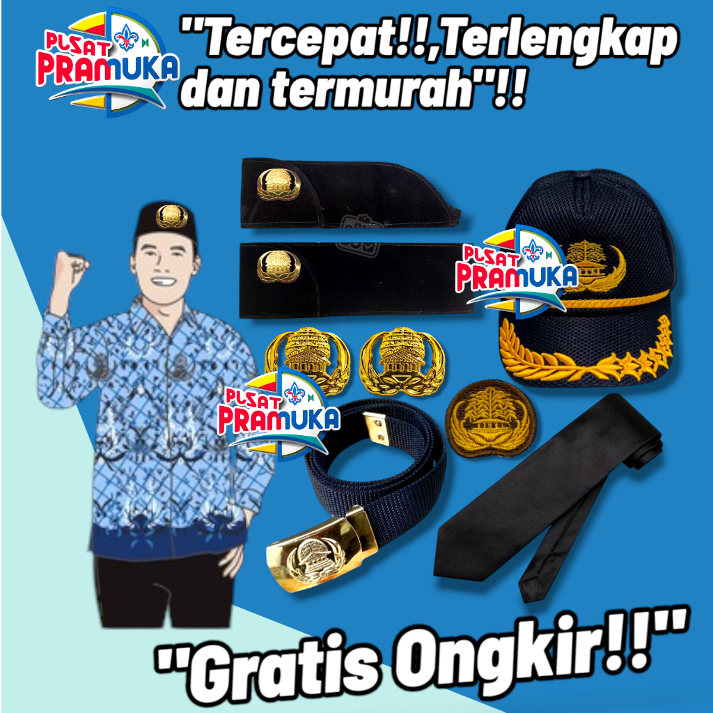 Jual Atribut asn pns abdi negara pin lencana peci sabuk dasi topi ...