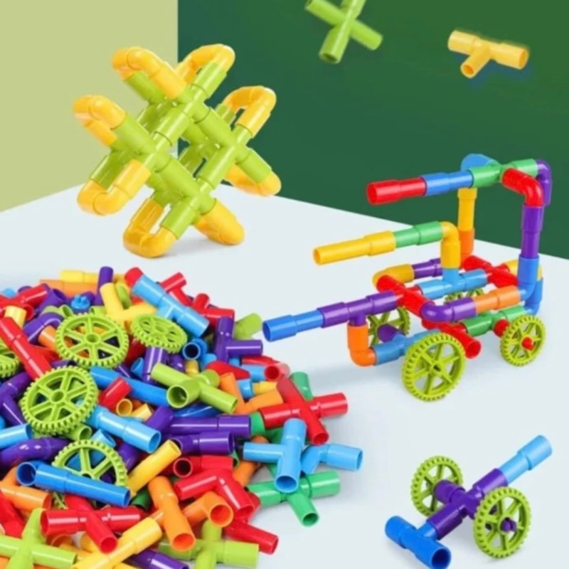 Jual Mainan Edukasi Puzzle Pipa Pastel Pipe Block Susun Rakit Objek ...