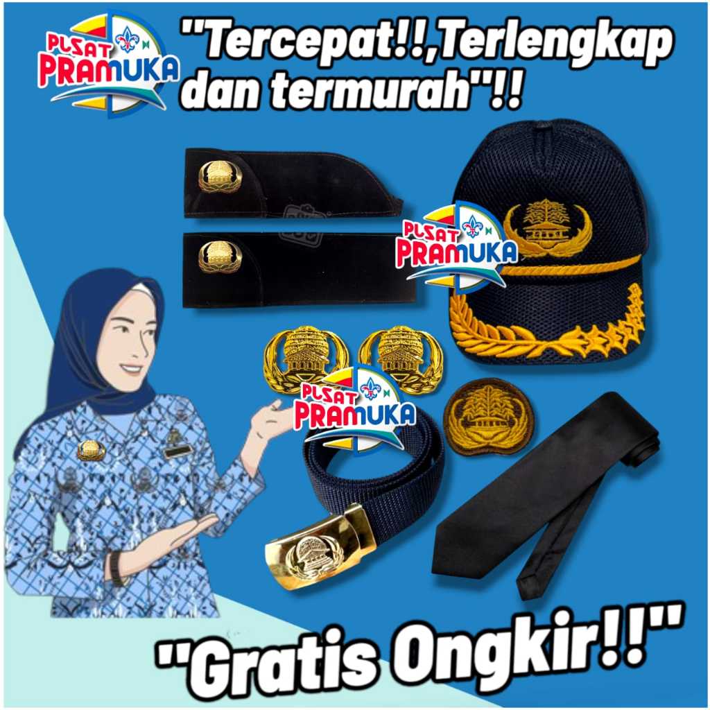 Jual Atribut peci pin dasi sabuk lencana ASN PNS korpri premium ...