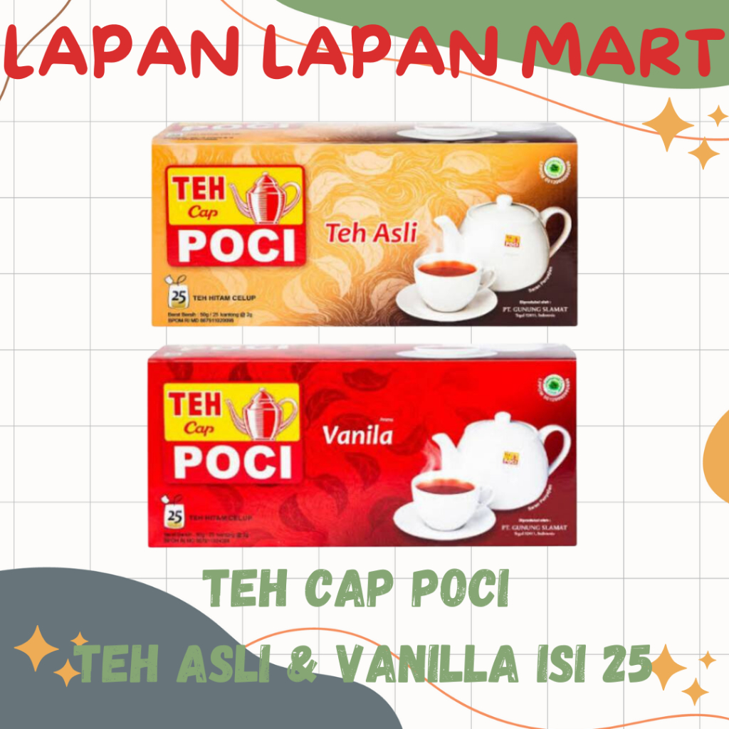 Jual Teh Cap Poci Teh Asli & Vanilla 25 kantong | Shopee Indonesia