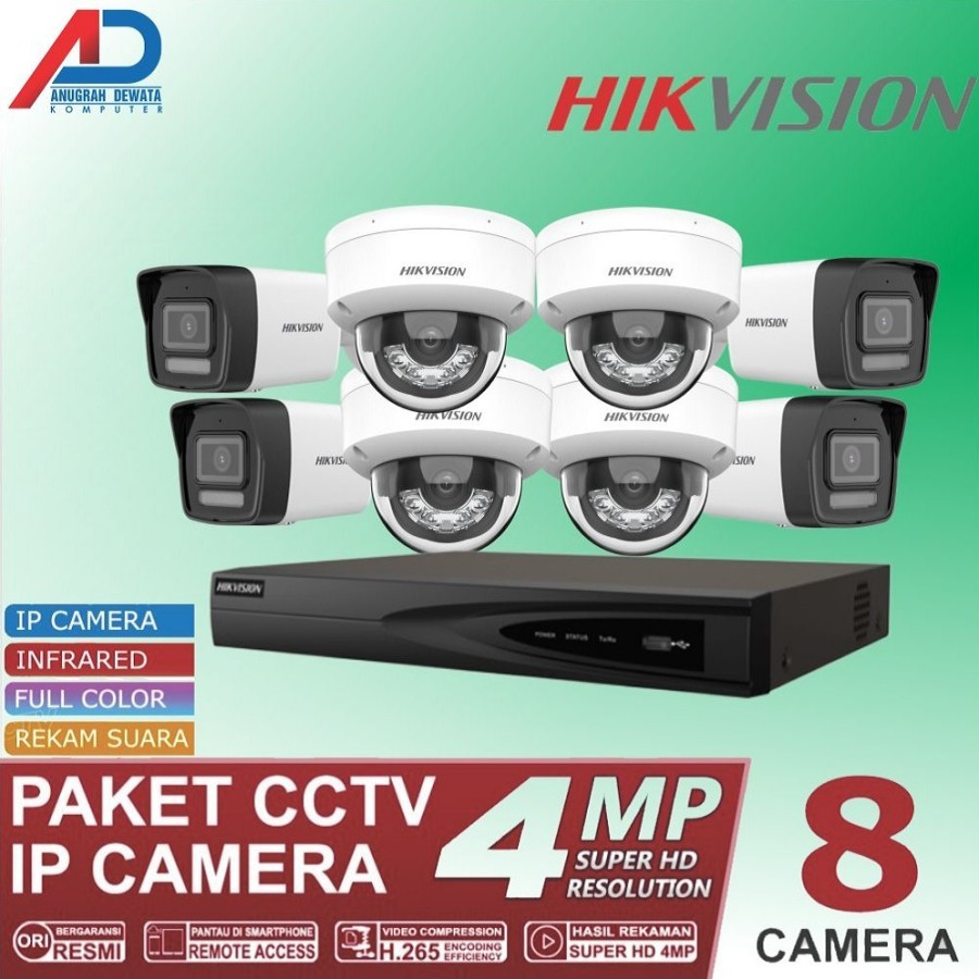 Jual PAKET CCTV IP CAMERA HIKVISION 4MP AUDIO 8 CAMERA FULL SET | Shopee Indonesia