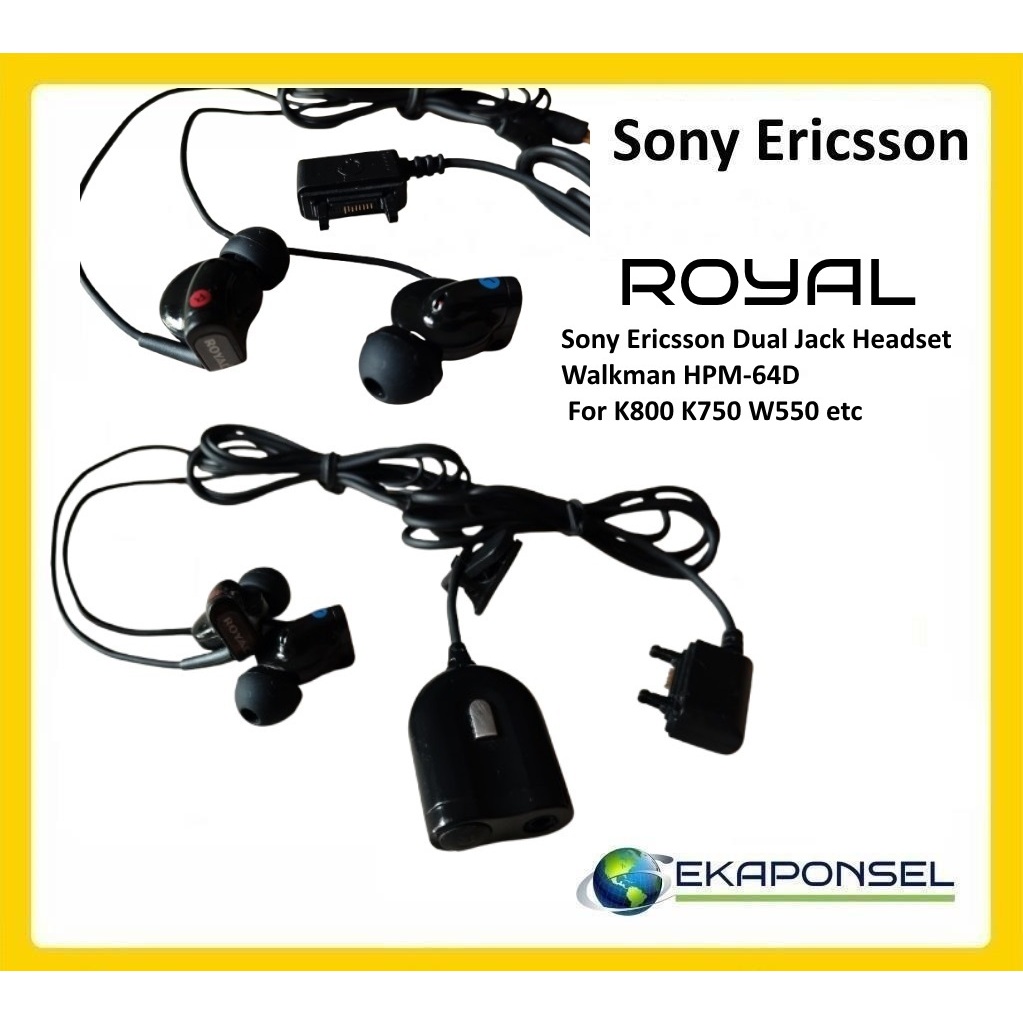 Jual Sony Ericsson ROYAL Dual Jack Headset Mega bass Walkman HPM-64D ...