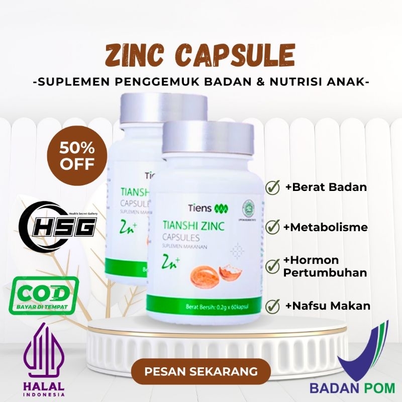 Jual ZINC CAPSULE TIENS ORIGINAL | Nutrisi Anak | Penambah Berat Badan ...