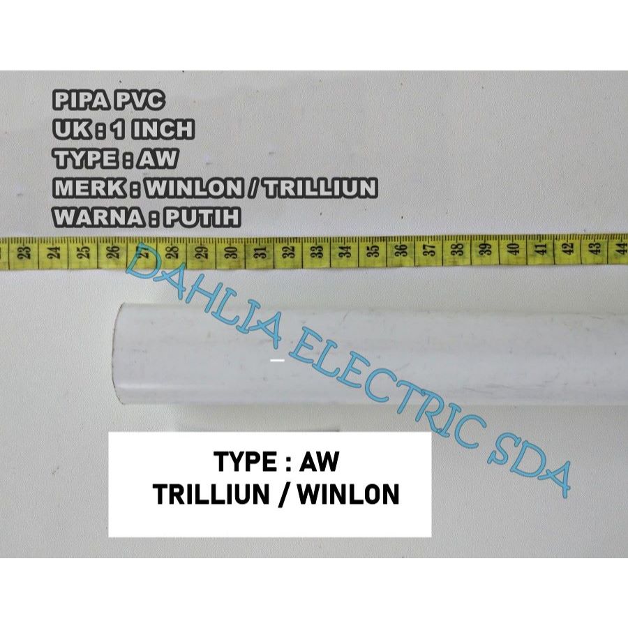 Jual PIPA PVC 1 INCH AW TRILLIUN PUTIH PANJANG 30 CM , 42CM | Shopee ...