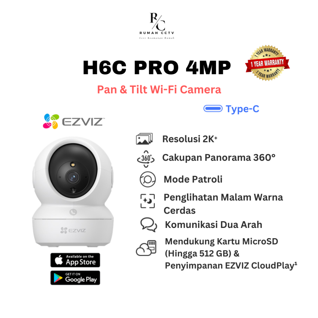 Jual EZVIZ - H6C Pro 4mp cctv indoor smart color night vision | Shopee ...