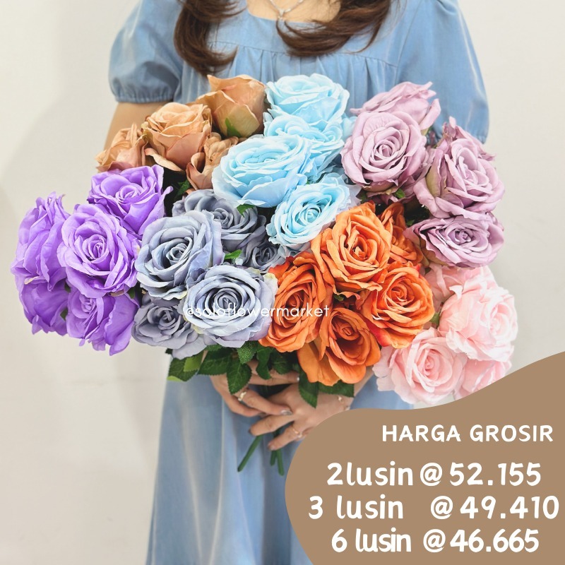 Jual 7 KUNTUM BIG ROSE BUSH Bunga Mawar x7 Rose Paris Kombinasi x10 Bunga Artificial / Bunga ...
