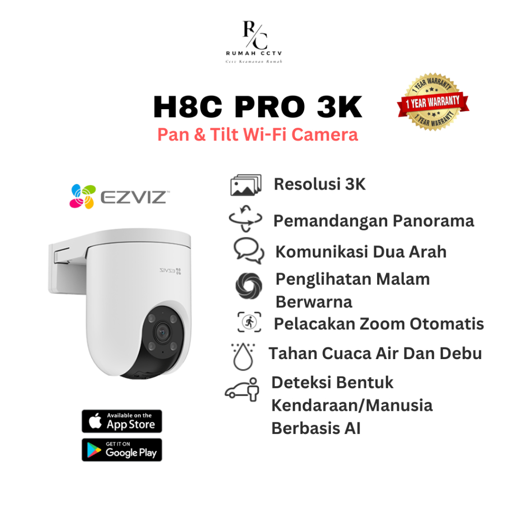 Jual EZVIZ - H8C Pro 3K Pan & Tilt Wi-Fi Camera/Cctv Outdoor Smart Color Night Vision | Shopee ...