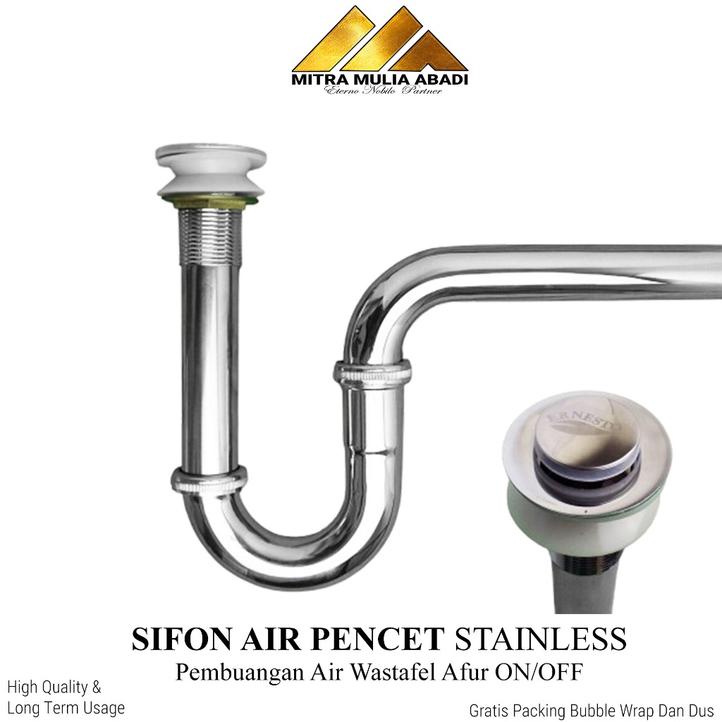 Jual sivon sivon wastafel pembuangan air stainless Siphon Pencet ...