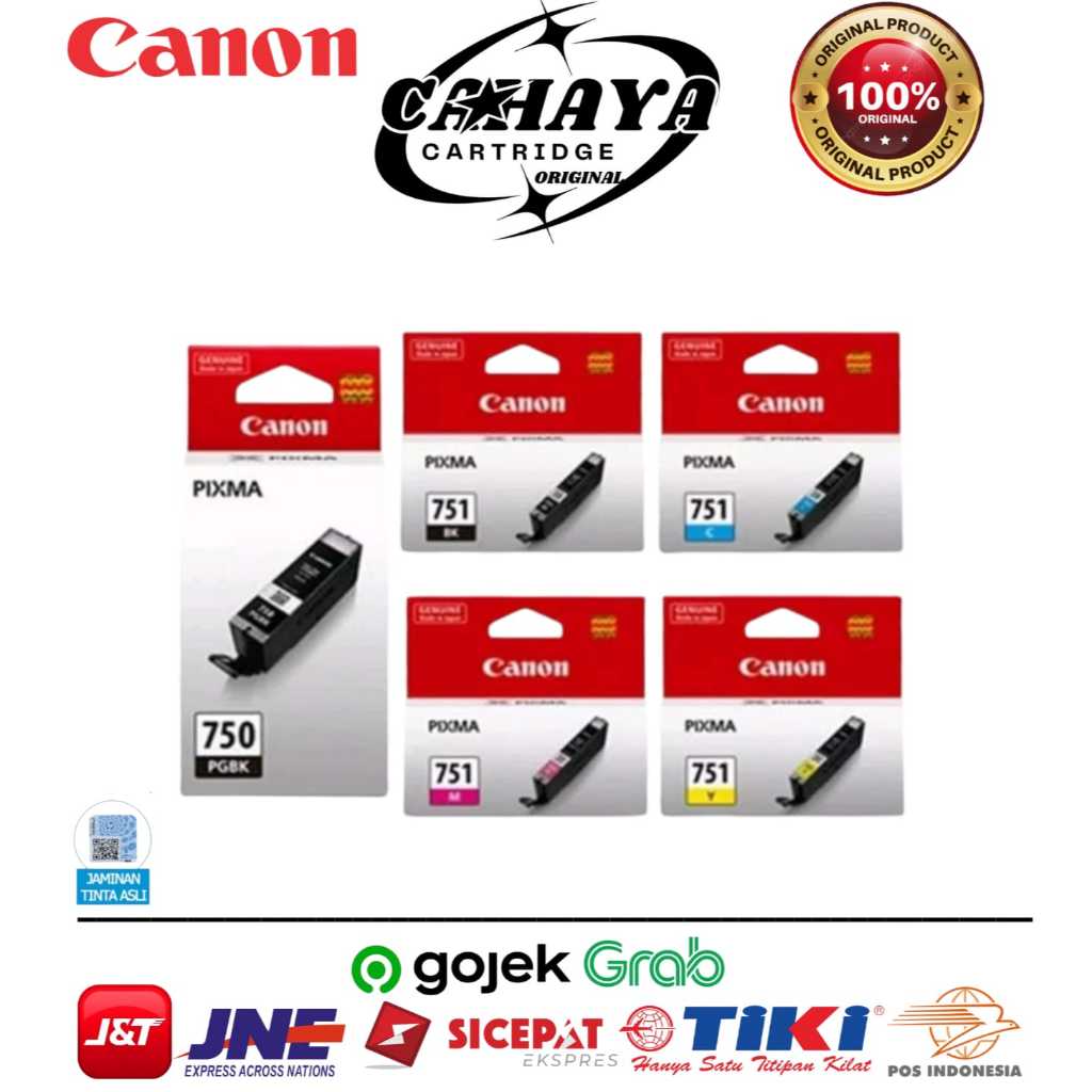 Jual Tinta cartridge canon 751 black cyan yellow magenta original ...