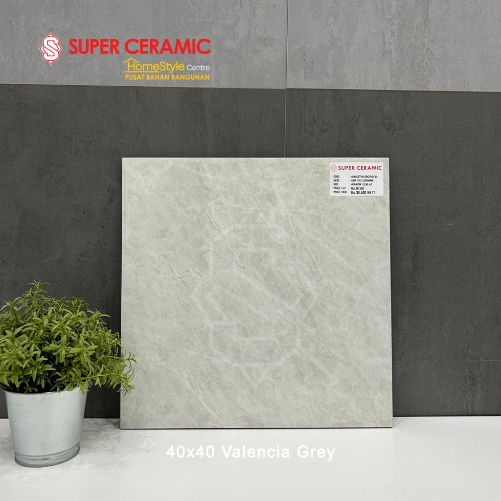Jual ASIA TILE 40x40 Keramik Lantai - VALENCIA GREY / VALENCIA CREAM ...
