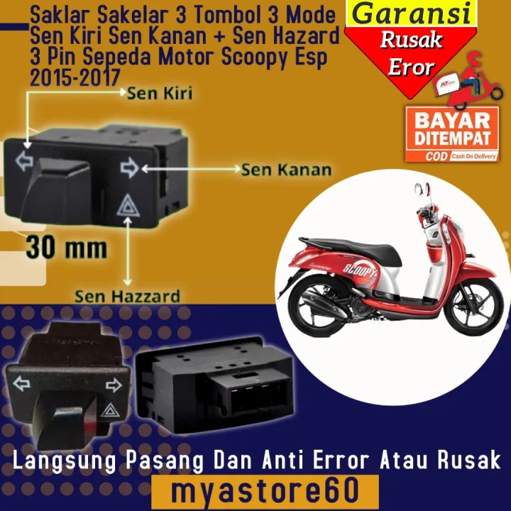 Jual (BISA COD) Sakelar Saklar 3 Tombol 3 Mode Sen Kiri Sen Kanan ...