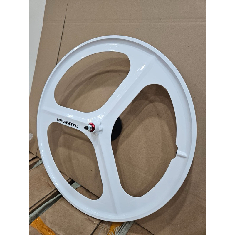 Jual Wheelset Depan Navigate Trispoke Warna Putih Glossy Magnesium ...