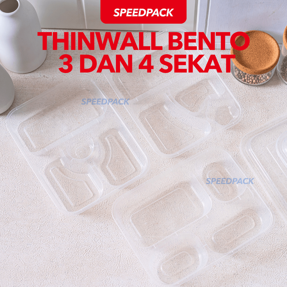 Jual KOTAK MAKAN BENTO - THINWALL BENTO PLASTIK 3 SEKAT / 4 SEKAT ...
