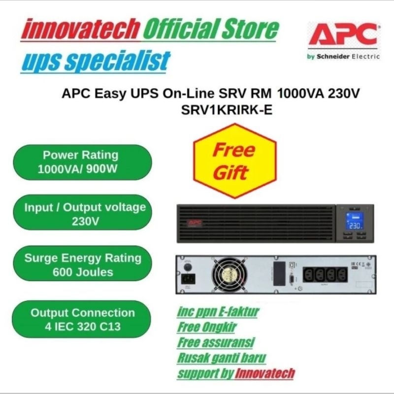 Jual APC SRV1KRIRK-E UPS 1000VA ONLINE RACKMOUNT SRV1KRIRKE SRV1KRI SRV1KRIE SRV1KRI-E | Shopee ...