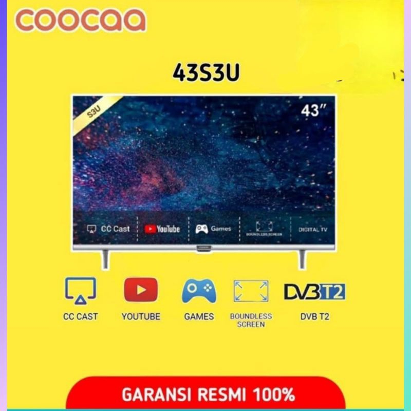 Jual led coocaa 43 inch 43S3U digital smart tv frame less dolby audio ...