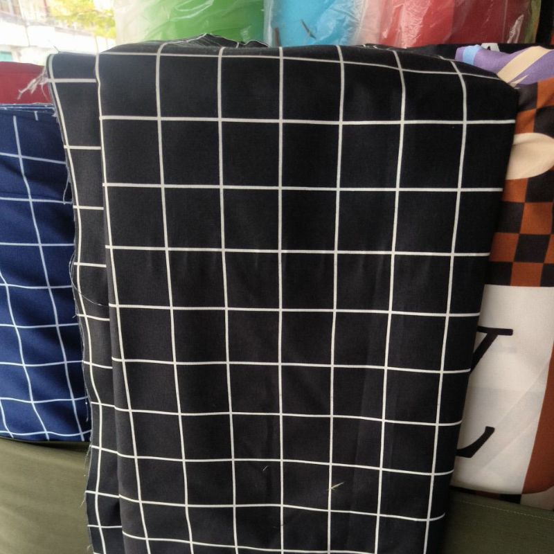 Jual kain bahan seprei microtex motif kotak | Shopee Indonesia