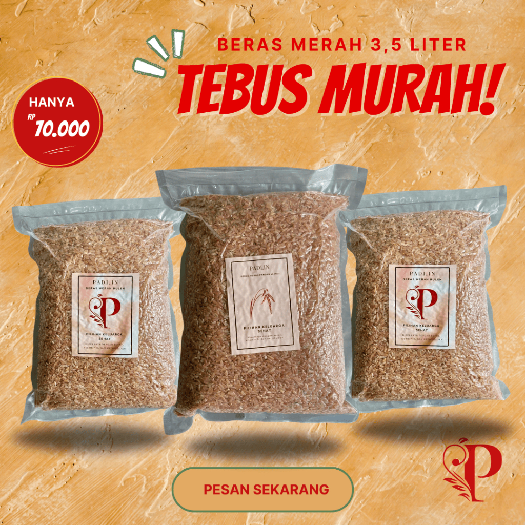 Jual Beras Merah Dijamin Pulen & Pandan Wangi Padiin - Kemasan 3,5 ...
