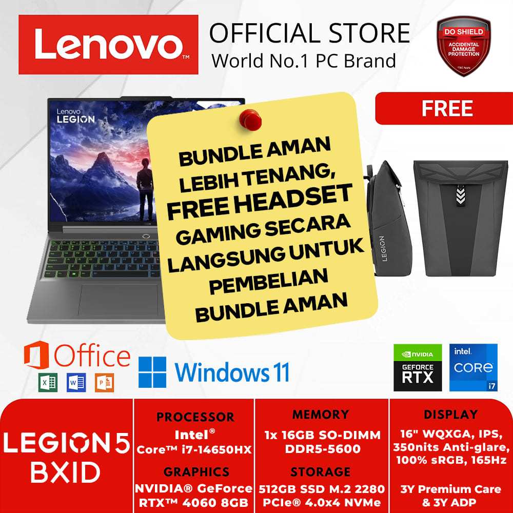 Jual LENOVO LEGION 5 16IRX9 BXID GREY INTEL CORE i7-14650HX RTX4060 ...