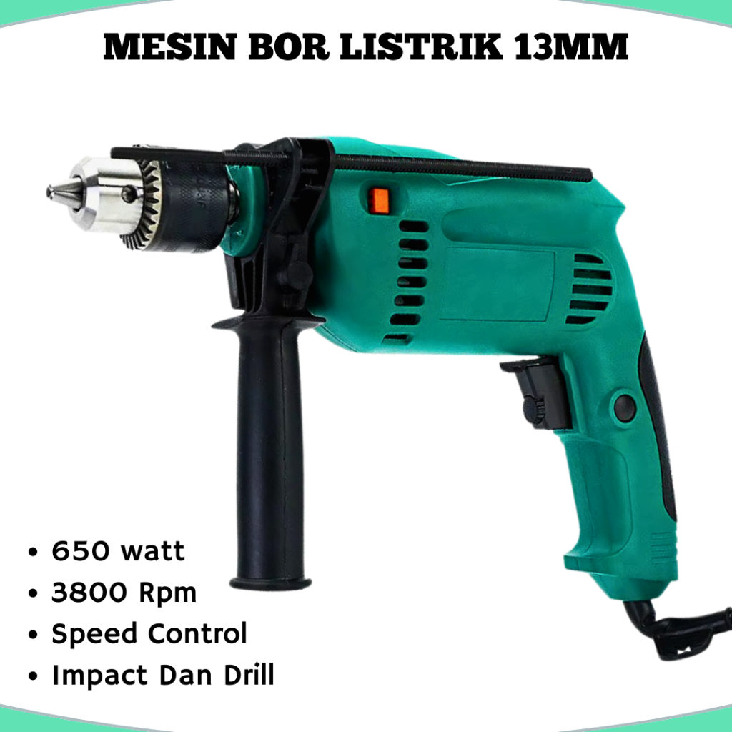 Jual Mesin Bor Listrik 13MM Bor Tembok Bolak Balik Impact Drill 650W Bor Beton Kayu Besi MOD ...