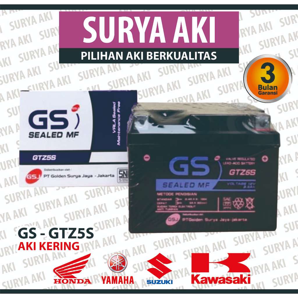 Jual Aki Motor GTZ5S 5AH Aki Kering Motor Supra X 125 Honda Vario 110 Karisma Beat Scoopy Spacy ...