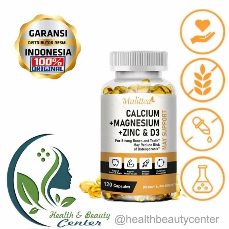 Jual Calcium Magnesium Zinc Mulittea 3-IN-1 120pil Kalsium Magnesium ...
