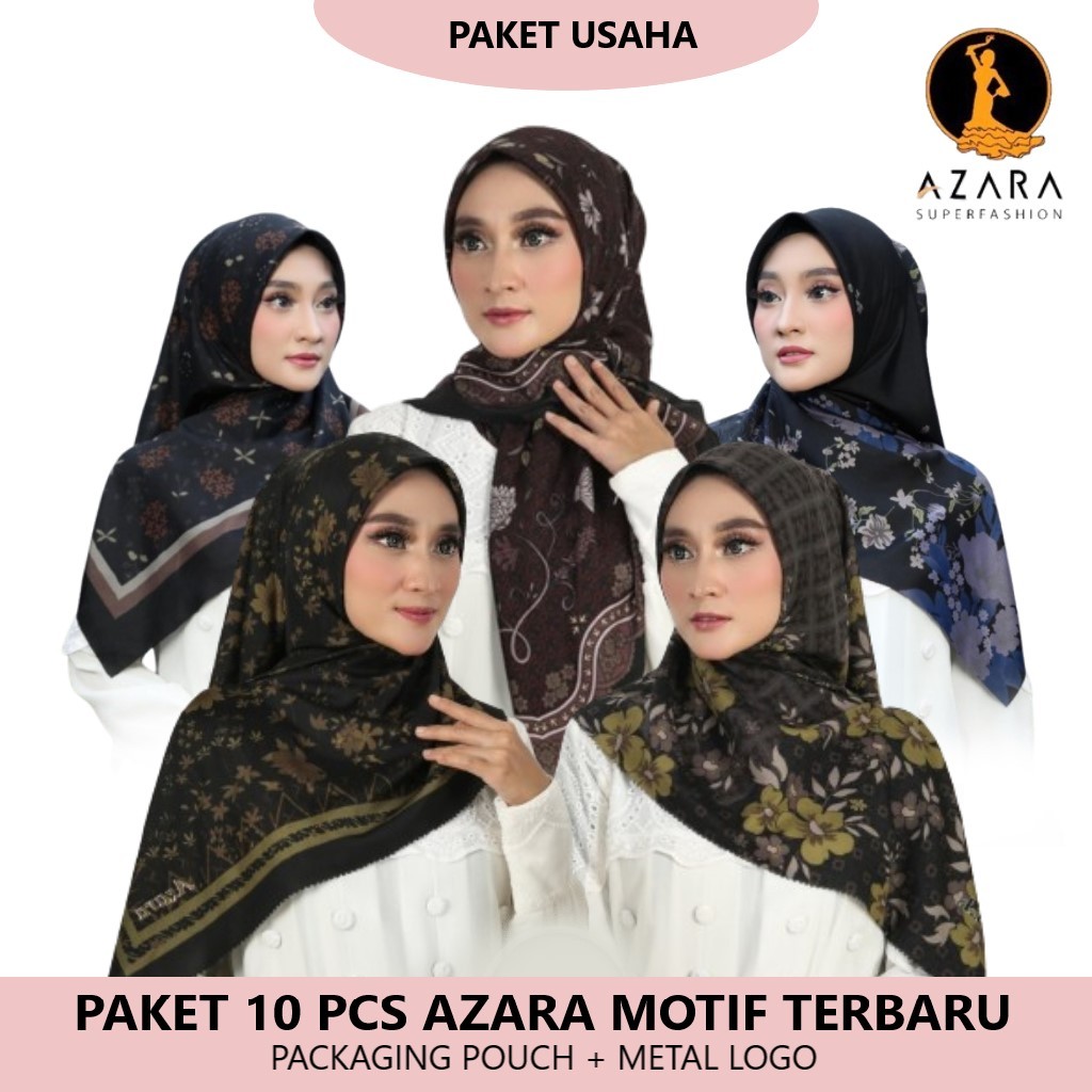 Jual 10 HIJAB OSKARA MOTIF BLACK EDITION TERBARU PLAT LOGO POUCH VOAL ...