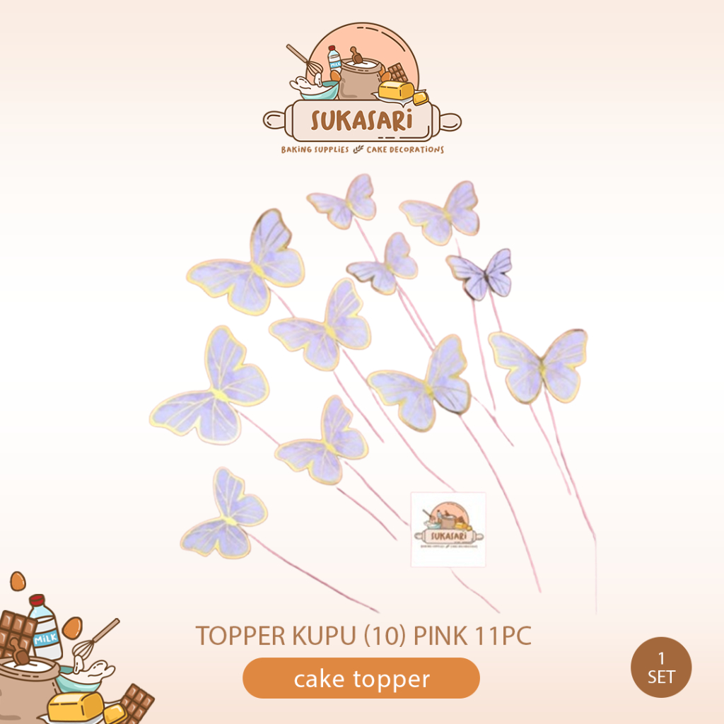 Jual Topper hiasan kupu kupu Butterfly no (10) Pink 11pc dekorasi cake ...