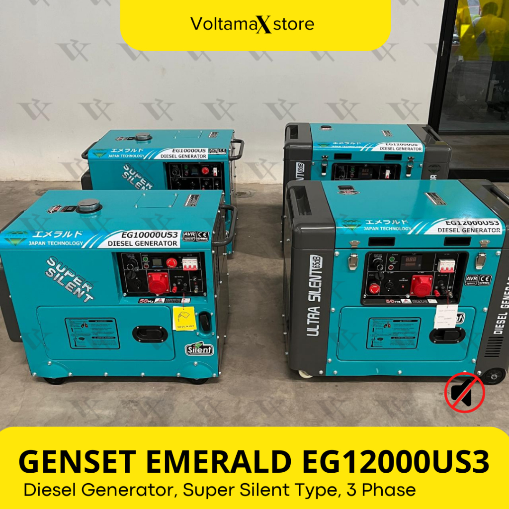 Jual Genset Solar Portabel EMERALD 10 KVA Genset Silent Type EG12000US3 ...