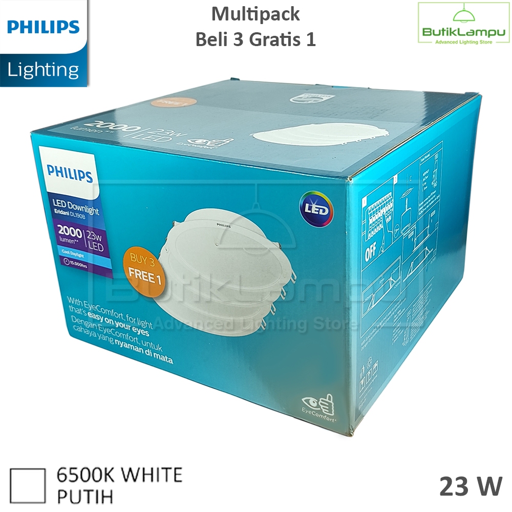 Jual Lampu Philips Downlight Multipack Eridani LED18 D200 23W 65K Putih ...