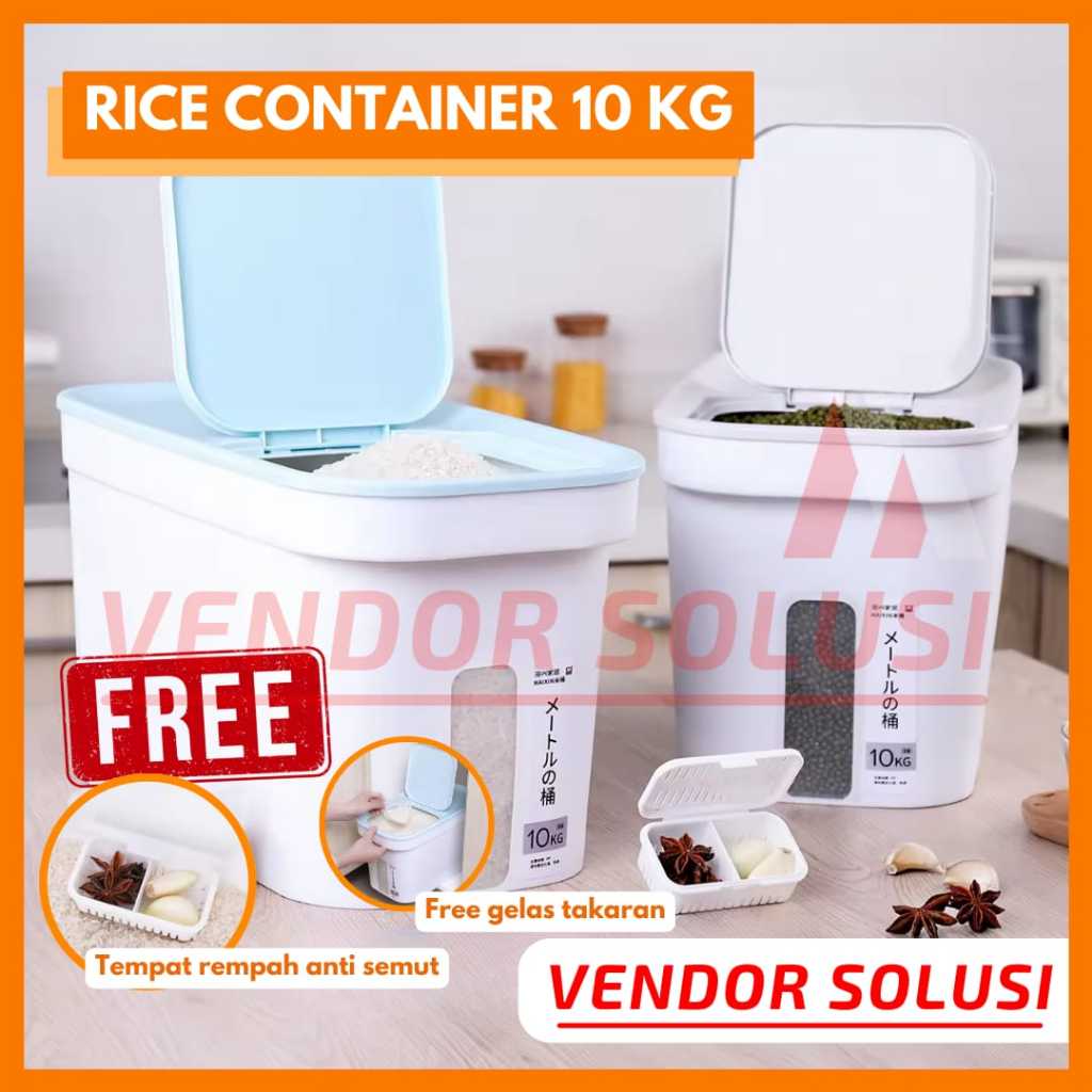 Jual Dispenser Tempat Penyimpanan Beras 10 kg Rice Container Plastik ...