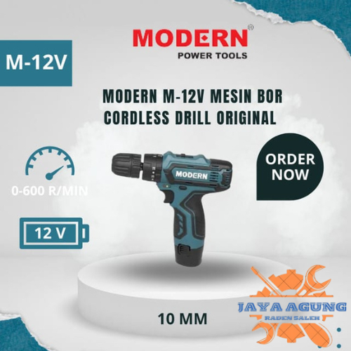 Jual MODERN Bor Cordless Drill Tangan M-12 V / Bor Baterai Charger Cas ...