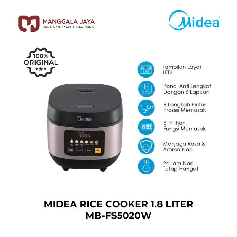 Jual Midea Digital Rice Cooker 1.8 Liter MB-FS5020W | Shopee Indonesia