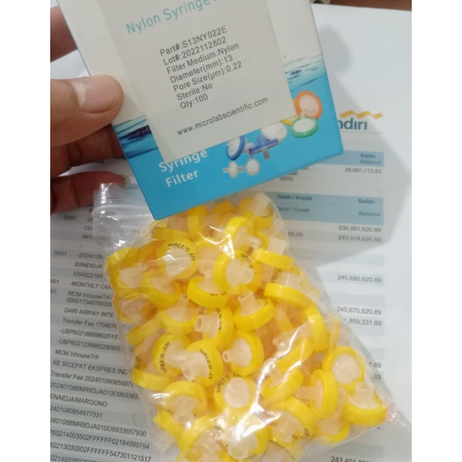 Jual Nylon Syringe Filter 13 mm Pori 0.45 um Filtration isi 100pcs ...