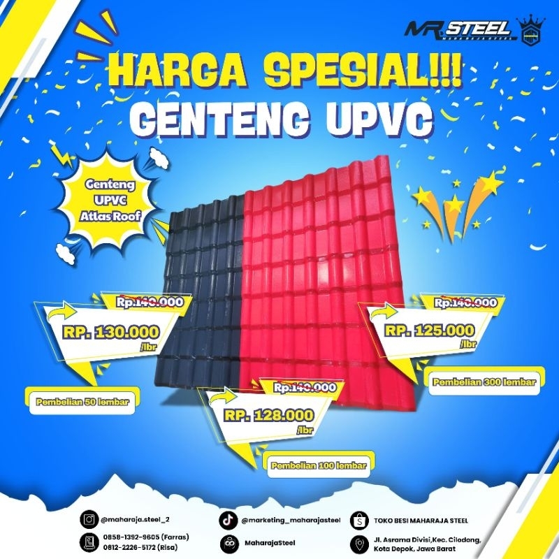 Jual Genteng/Genteng UPVC/Merah dan Abu/TERMURAH!!! | Shopee Indonesia