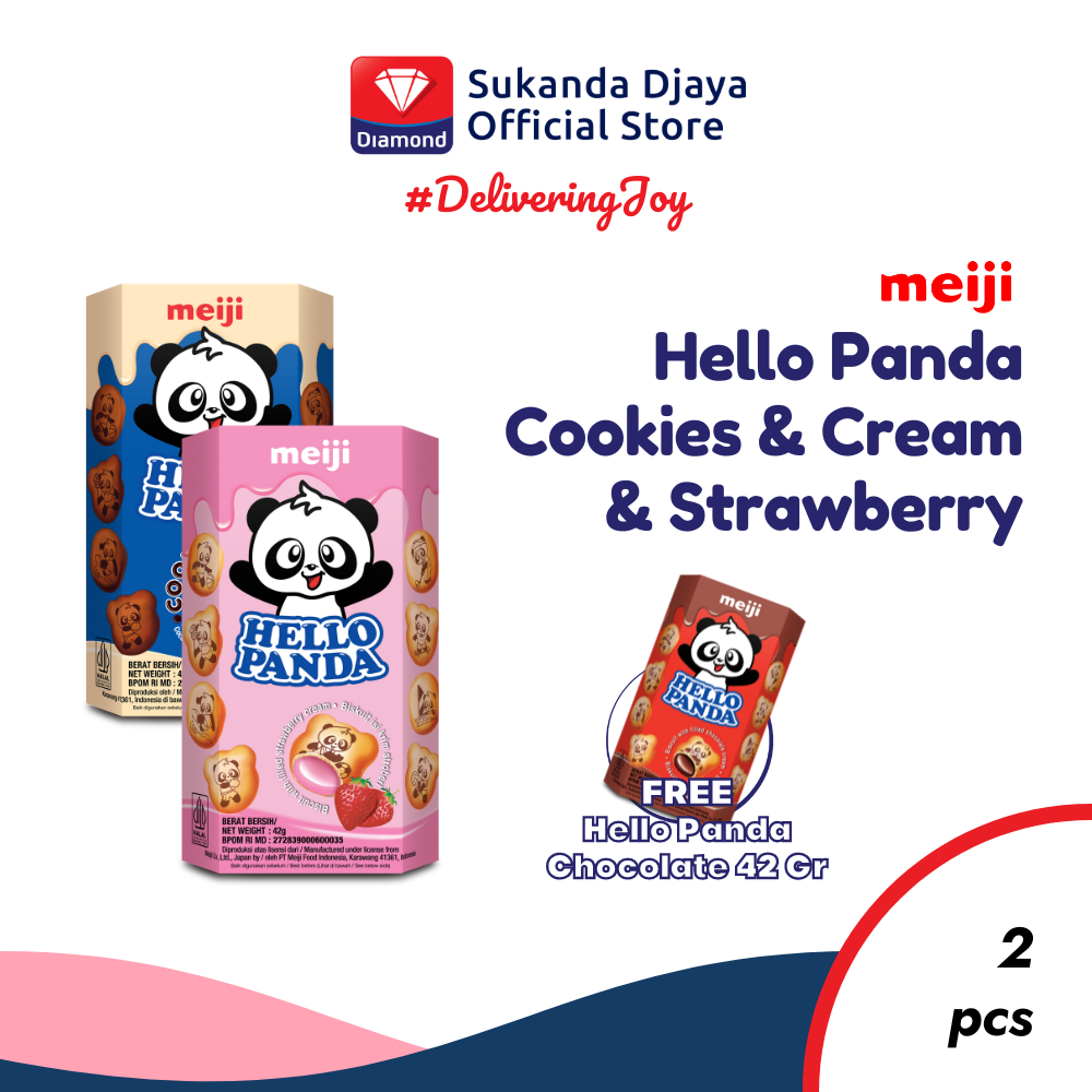 Jual Meiji Hello Panda Biskuit Cookies & Cream dan Strawberry Buy 2 Get ...