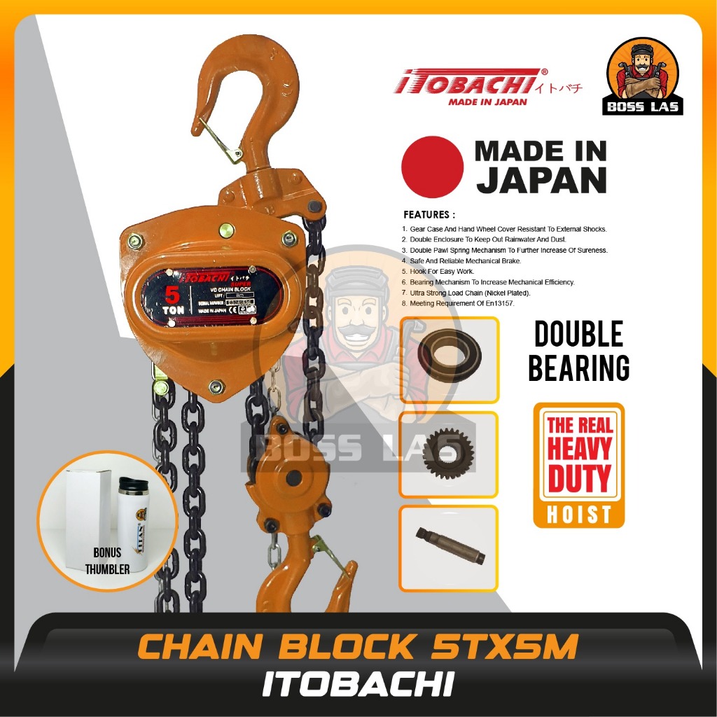 Jual ITOBACHI Chainblock Katrol 5T x 5M / Chain Block Takel 5 Ton x 5 ...