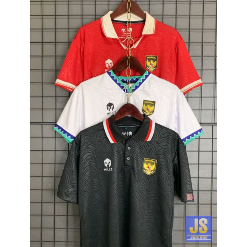 Jual jersey MILLS timnas indonesia kualitas GO logo garuda timbul ...
