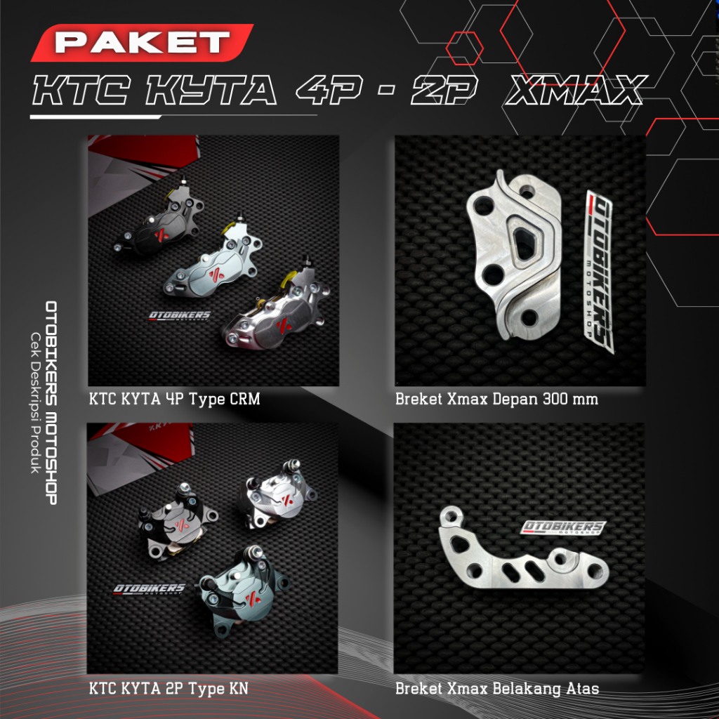 Jual (PAKET) Kaliper KTC KYTA 4P 2P Axial Set Breket XMAX 250 Ukuran 300 mm Depan - Belakang ...