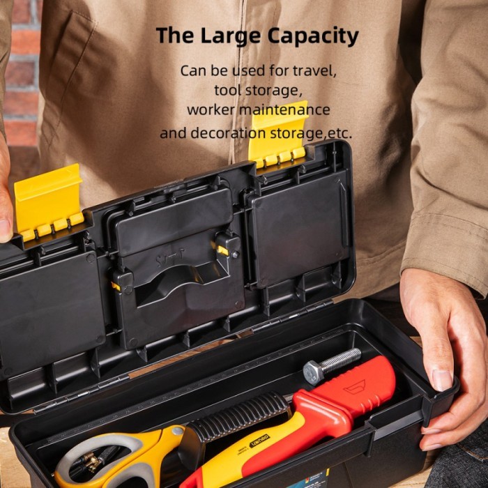 Jual Tool Box DELI PVC 2 Tingkat Kotak Perkakas Plastik 12/14/17" High ...