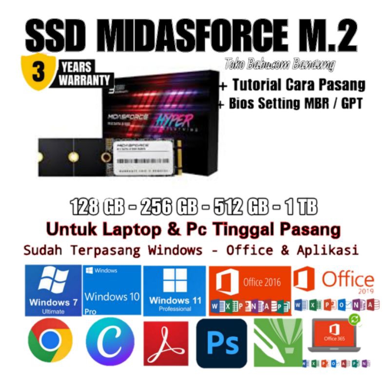 Jual UPGRADE SSD LAPTOP - MIDASFORCE M.2 + Windows + Office + Aplikasi ...