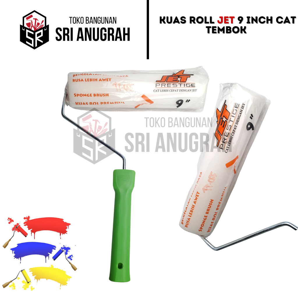 Jual JET Kuas Roll Busa Besar Cat Tembok Minyak 9 inch | Shopee Indonesia
